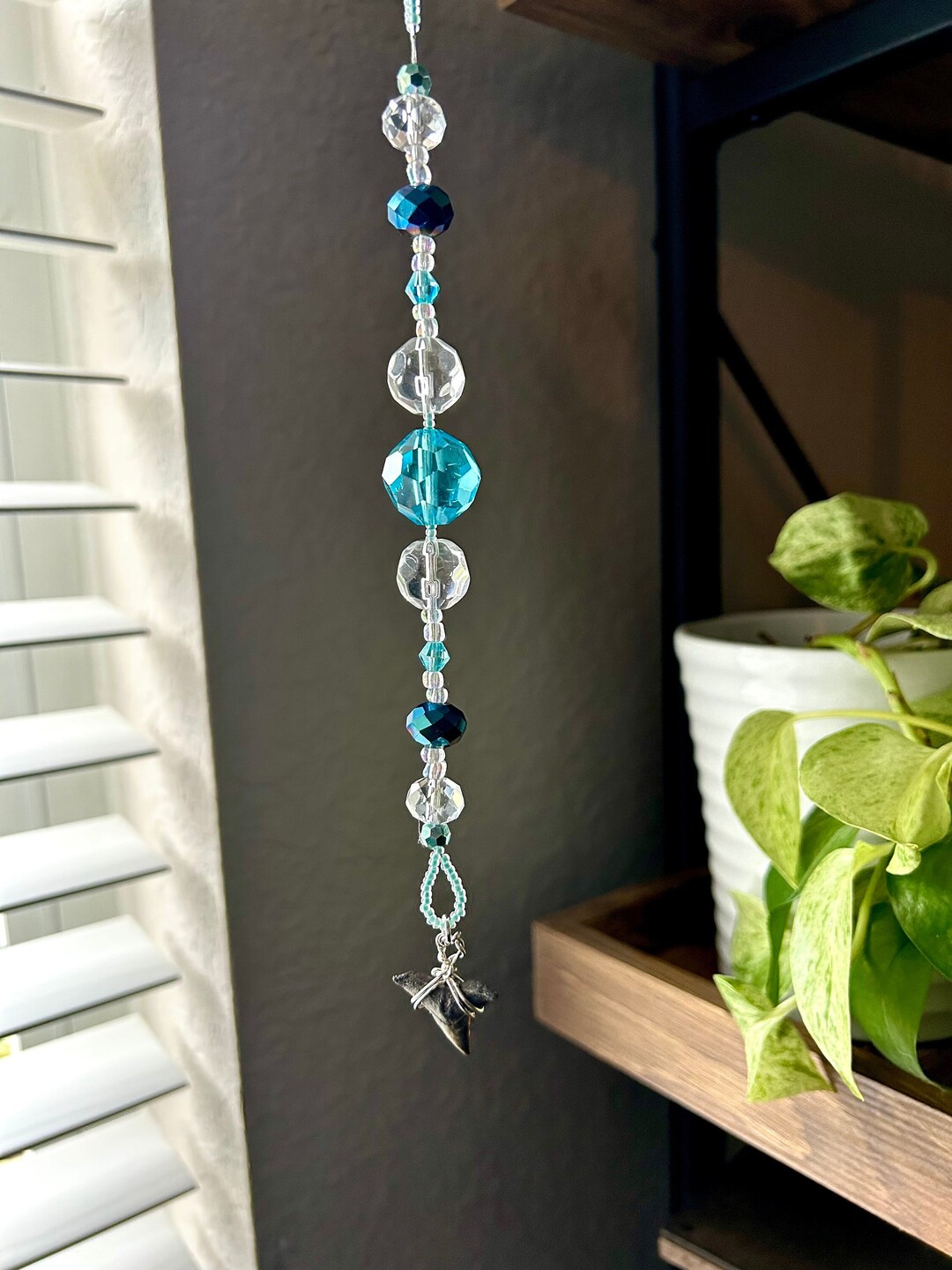 Handmade Shark Tooth Window Charm Sun Catcher Housewarming Gift Rear ...