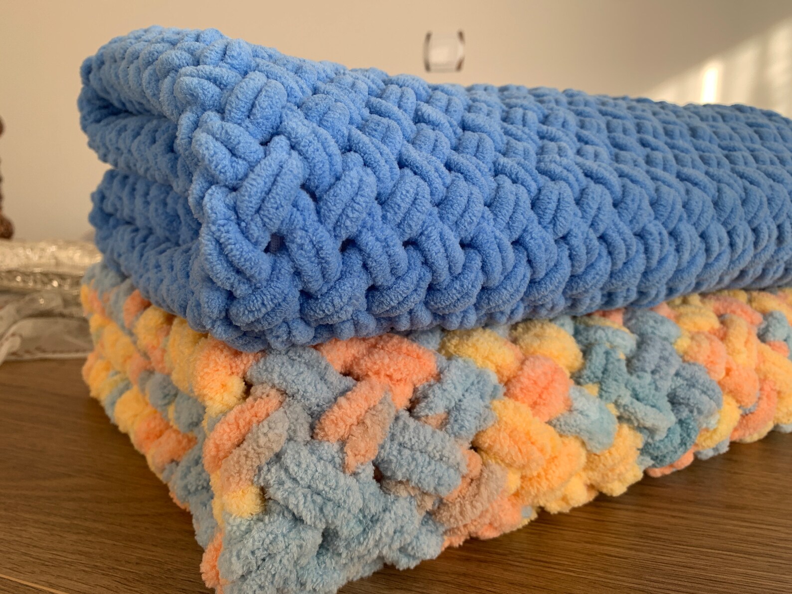 Baby Hand-knit Chunky Blanket Cover, Super Soft Puffy Stroller Blanket ...