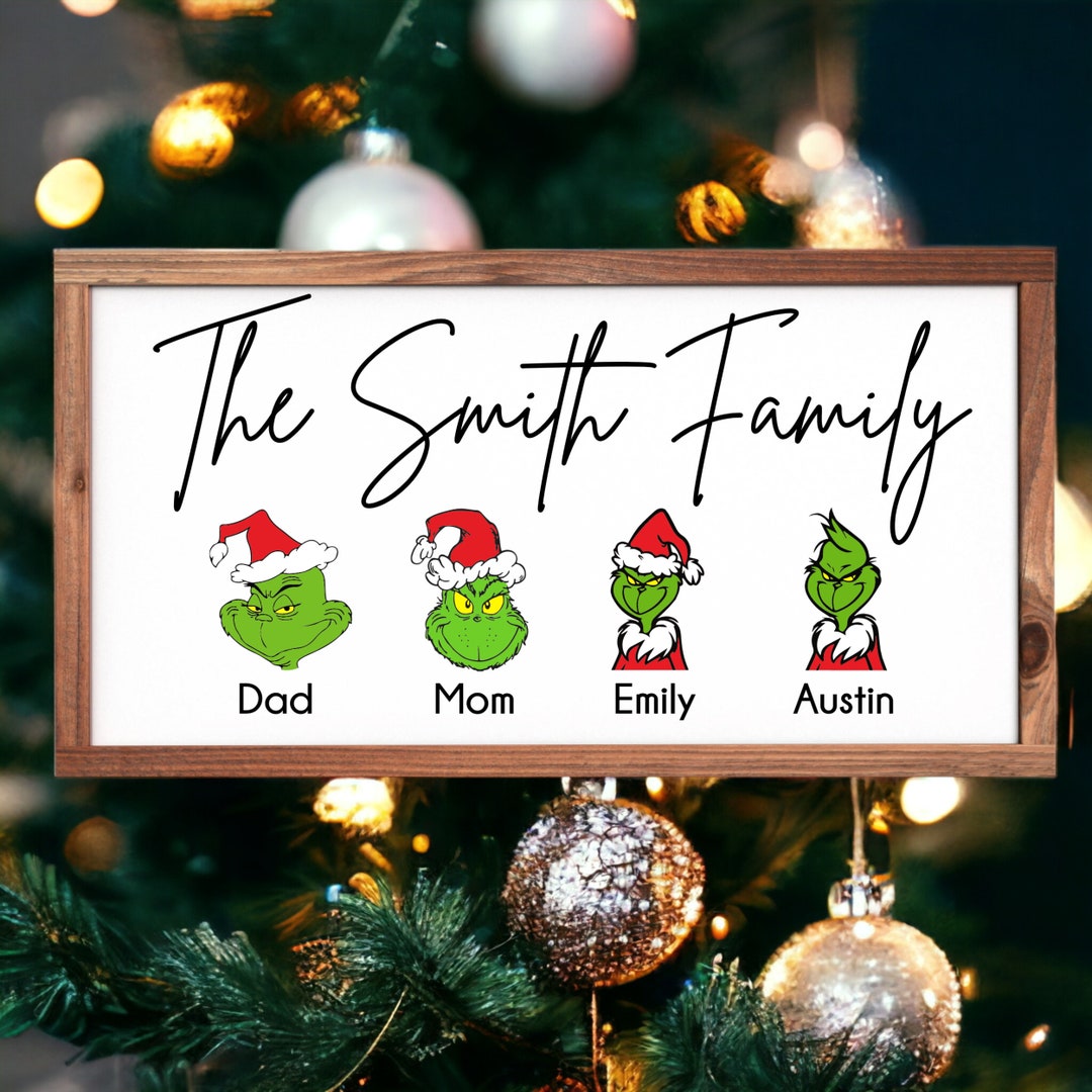 Personalized Christmas Family Sign, Christmas Decor, Merry Grinchmas ...