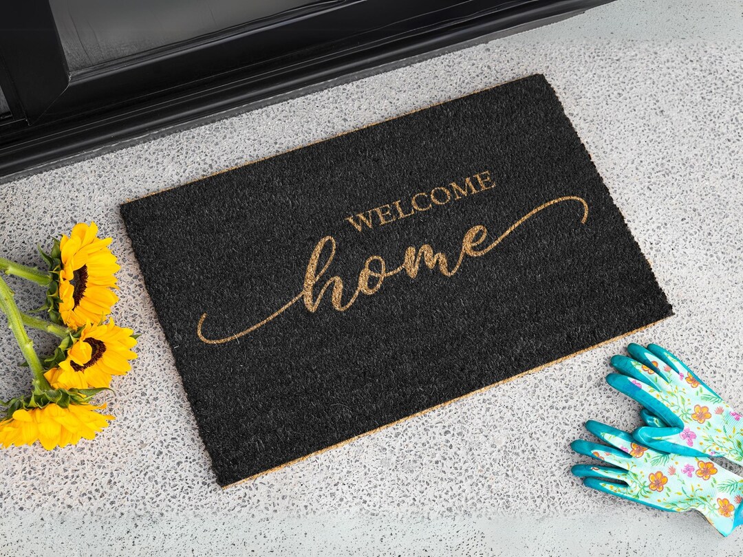 Welcome Home Black Doormat, Home Decor Doormat, Welcome Door Mat ...