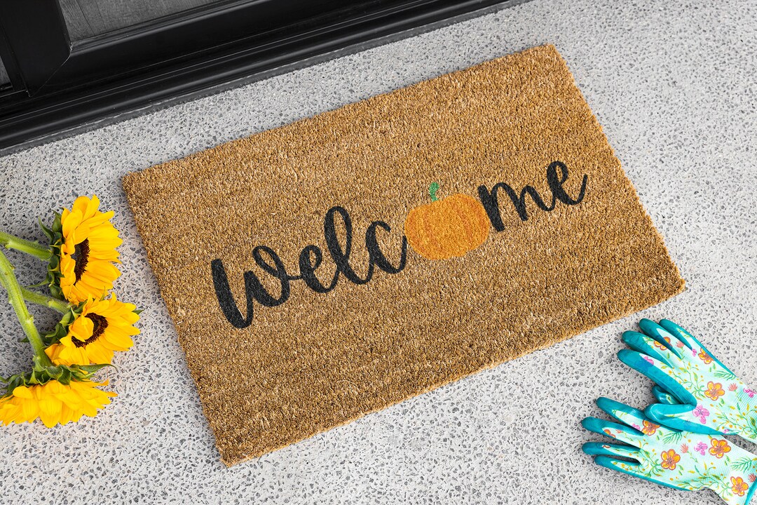 Pumpkin Welcome Door Mat Fall Porch Decor, Fall Decor and Home Gift ...