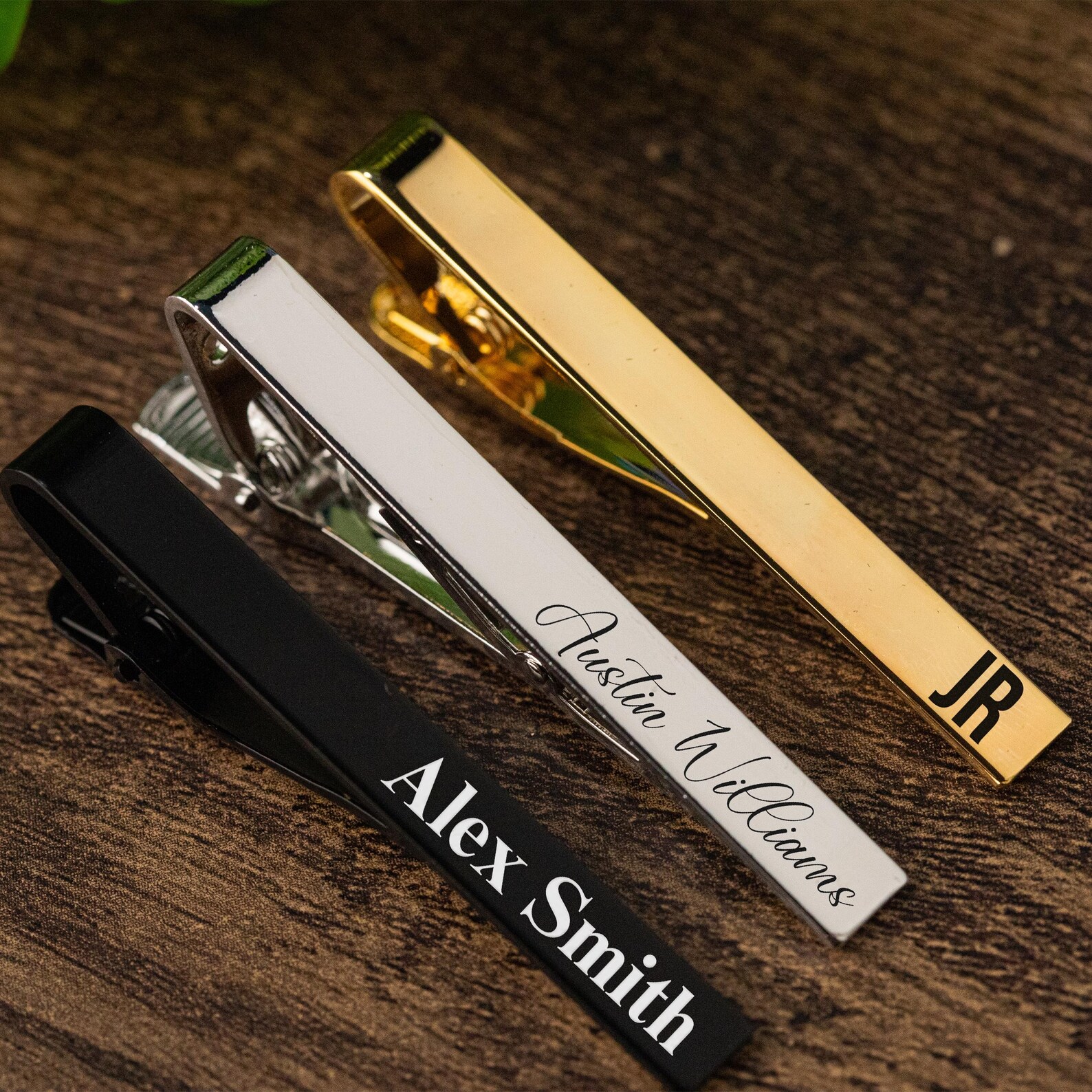 Engraved Tie Clip for Him Custom Initials Name Wedding Gift, Father's ...