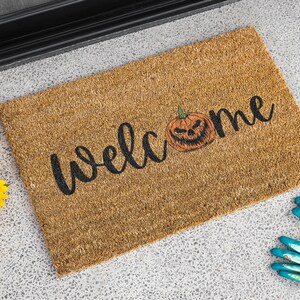Pumpkin Welcome Door Mat Fall Porch Decor, Fall Decor and Home Gift ...