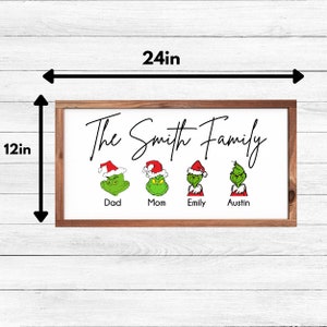 Personalized Christmas Family Sign, Christmas Decor, Merry Grinchmas ...