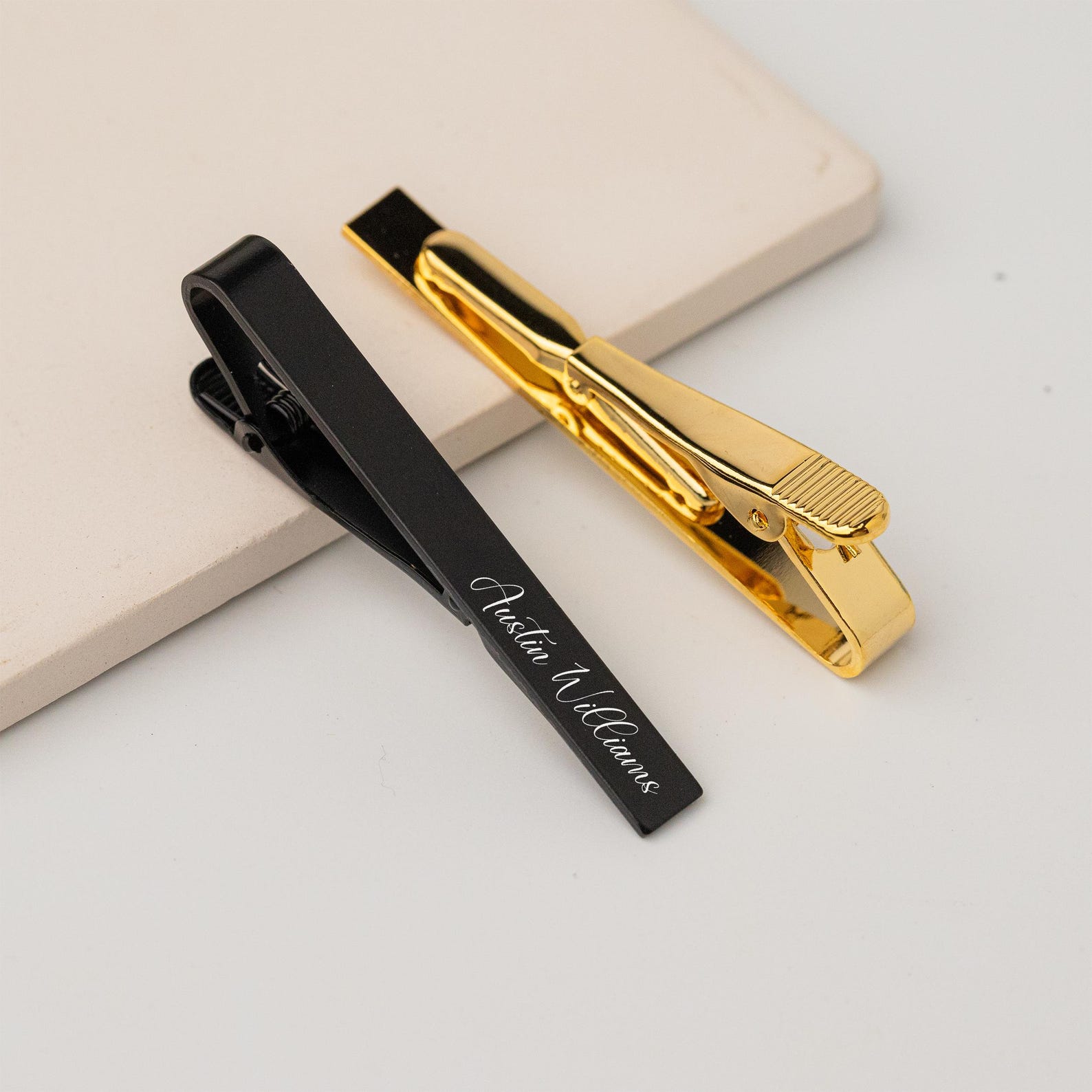 Engraved Tie Clip for Him Custom Initials Name Wedding Gift, Father's ...