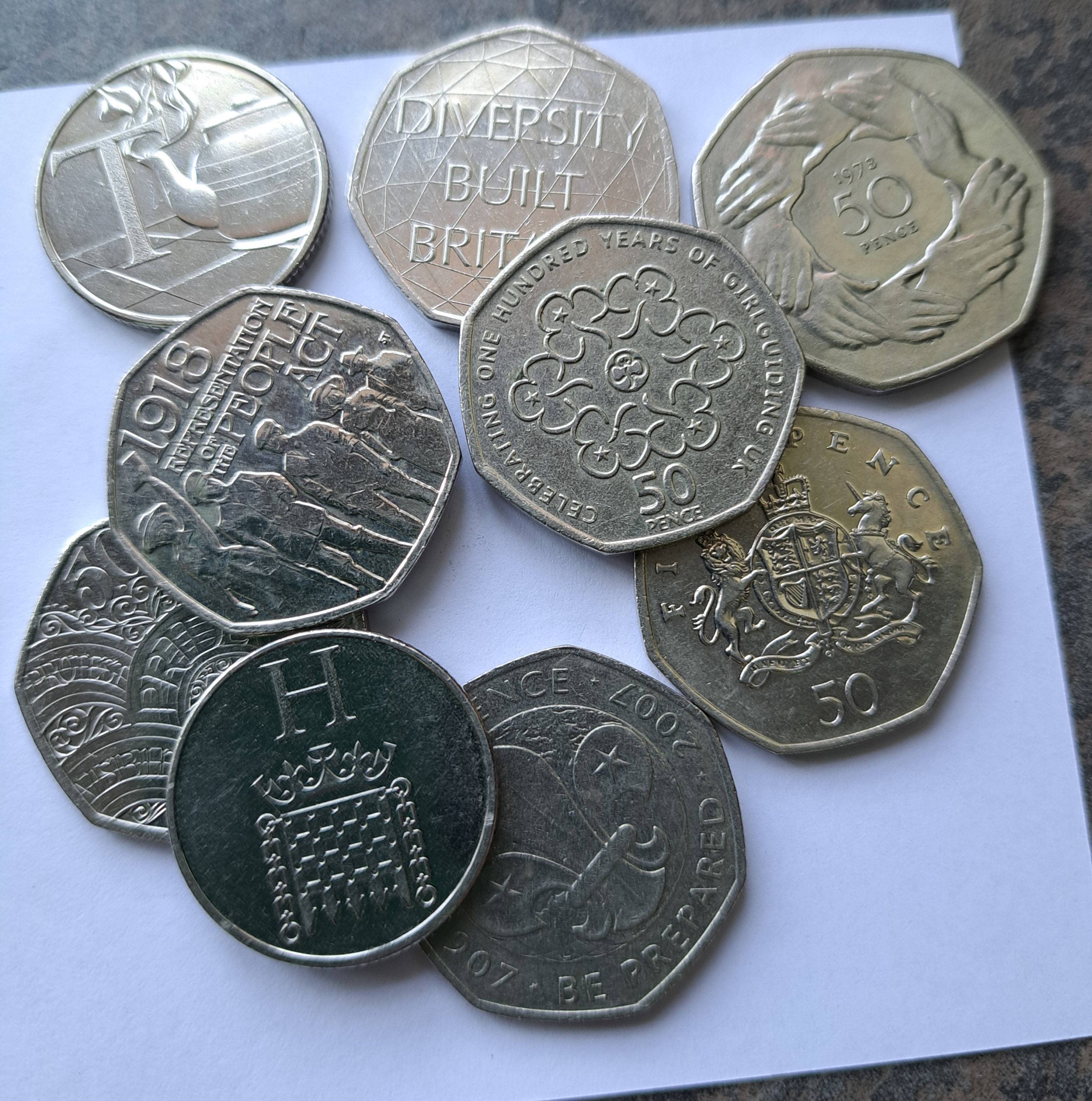 General 50p & 10p Coins (UK/GB) in Good Circulated (used) Condition ...