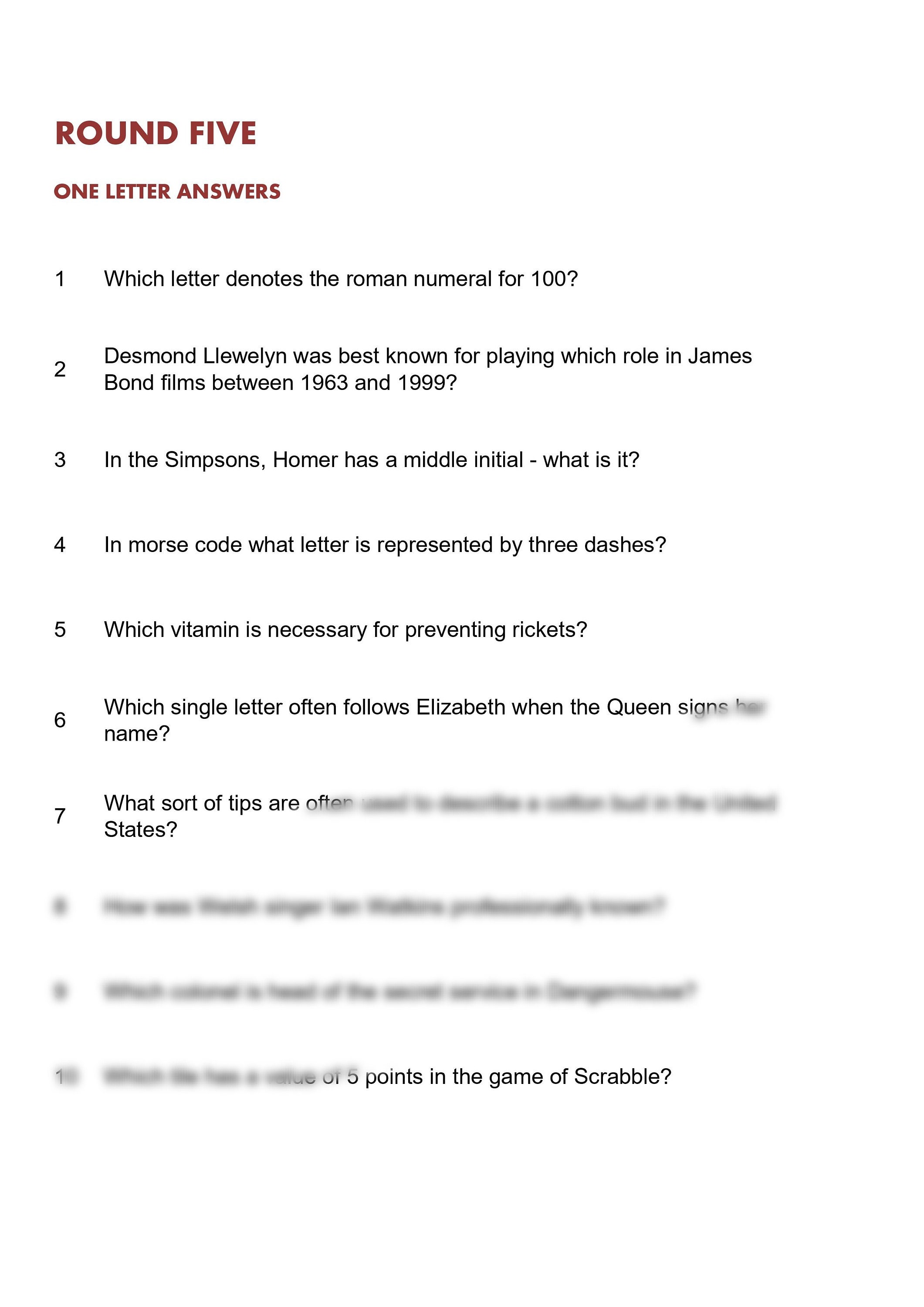 Downloadable Pub Quiz With Answers. Nine Rounds Including - Etsy