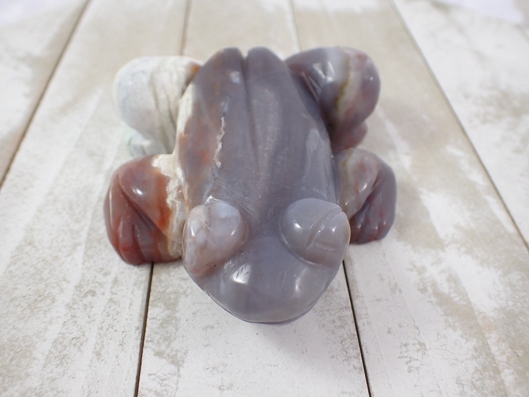 Large Natural Ocean Jasper Crystal Frog Carving - Big Heavy Colorful ...