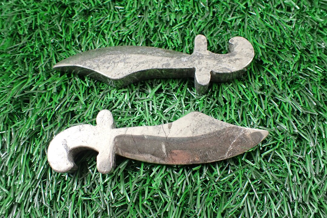 Gold Pyrite Crystal Sword Carving - Shiny Crystal Knife - Short 4 Inch ...