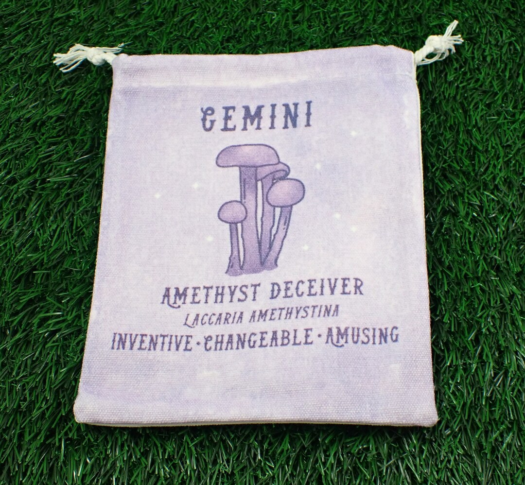 1 Piece Gemini Mushroom Linen Fabric Tarot Card Pouch - Purple White ...