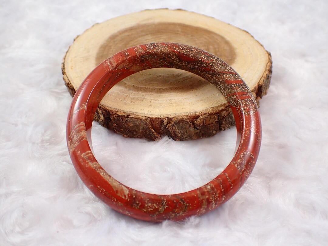 59.6mm Thick Red Jasper Bangle Bracelet - Smooth Round Polished ...