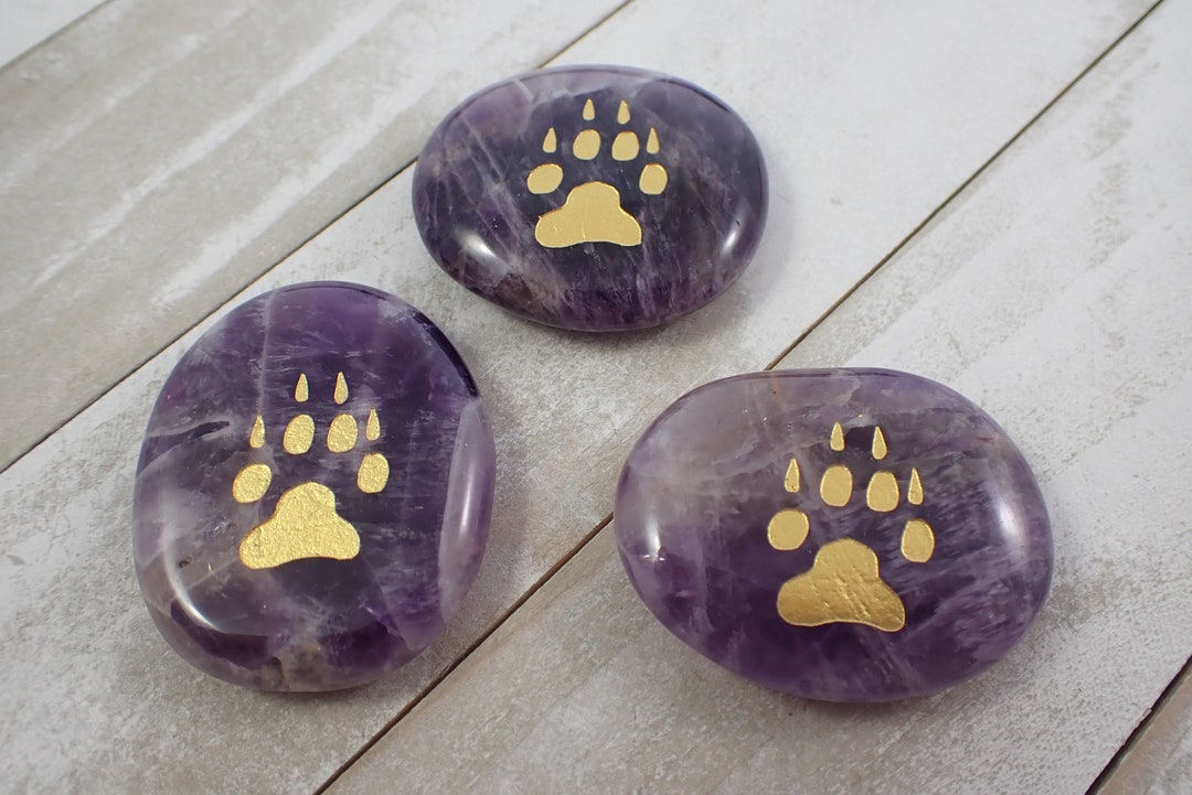 1 Piece Natural Amethyst Crystal Wolf Paw Stone - Purple White Gold ...