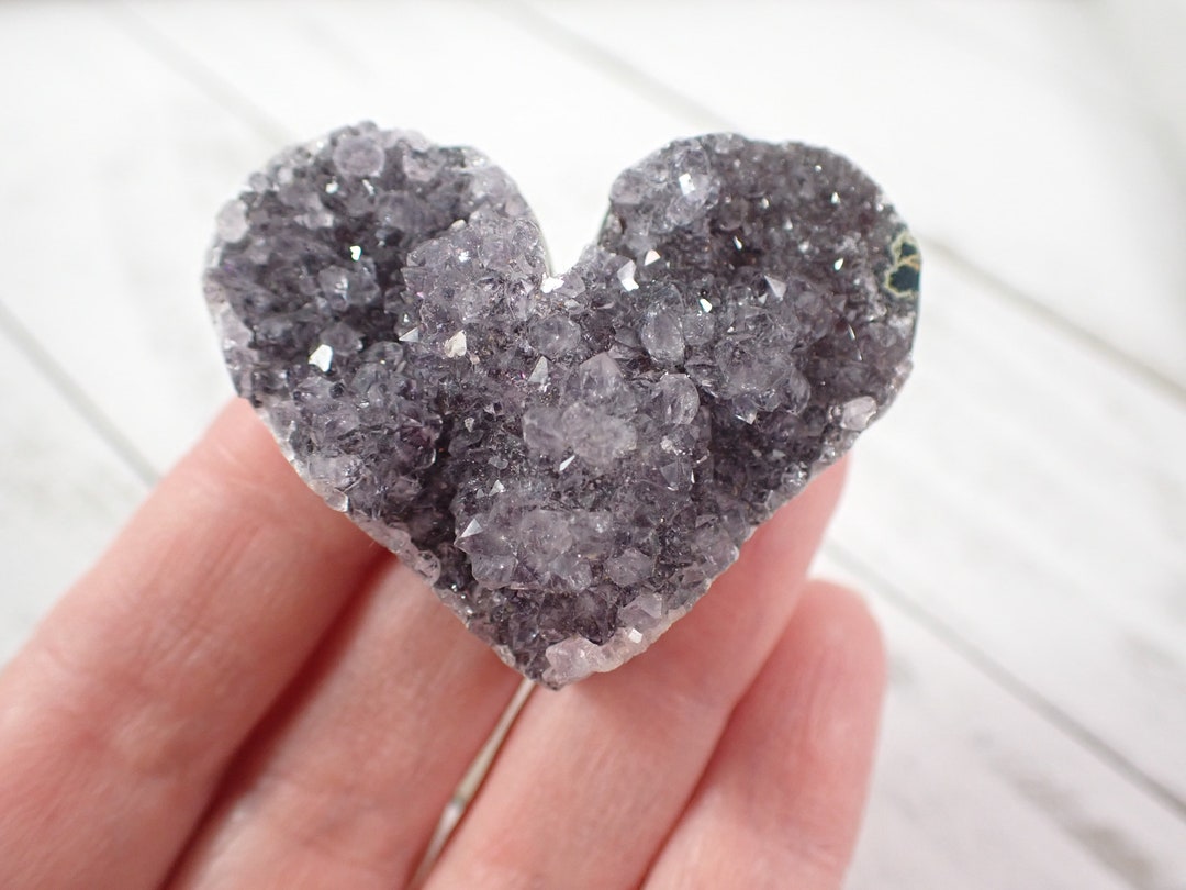 Pretty Purple Amethyst Heart Crystal Cluster - Texture Heart Shaped ...