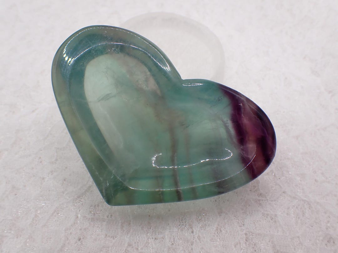 Pretty Natural Rainbow Fluorite Heart Shaped Crystal Bowl - Smooth ...