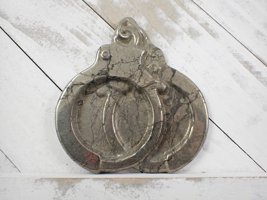 Thick Gold Pyrite Crystal Handcuffs Carving Metallic Shiny Gold Crystal ...