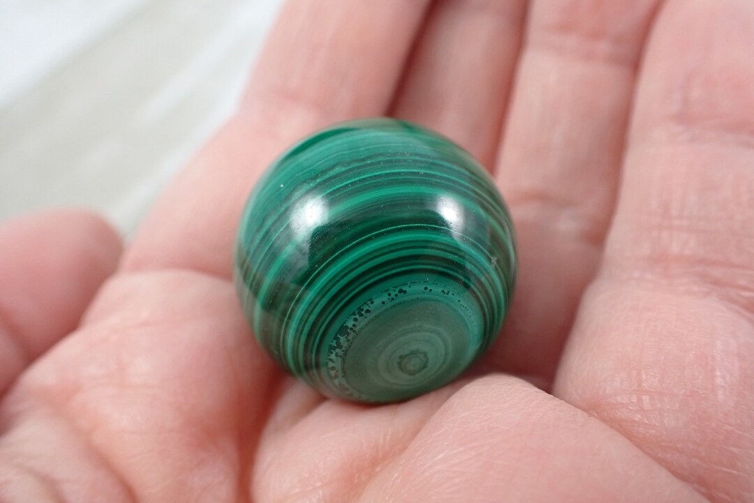 Natural Malachite Smooth Crystal Sphere - Shiny Polished Dark Green ...