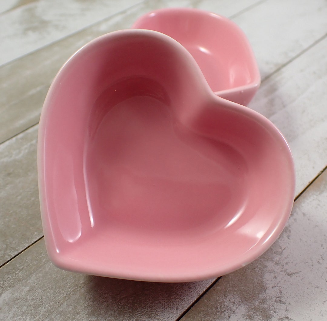 Small Pink Heart Glass Bowl - Smooth Glass Crystal Bowl - 3 Inch Heart ...