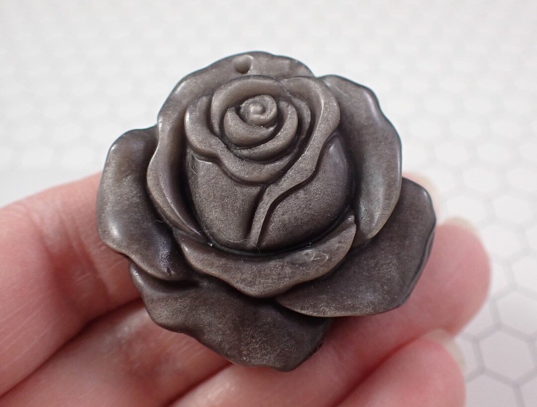 1 Piece Large Rose Flower Crystal Carving - Gold Obsidian Flower ...