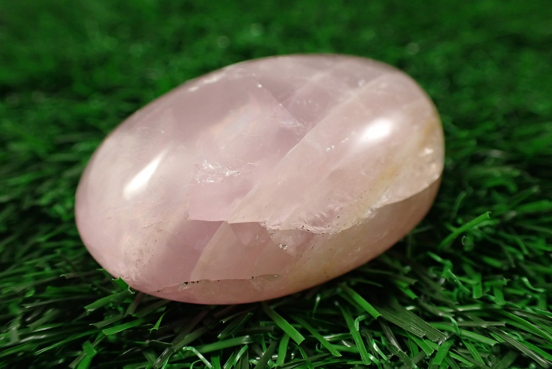 Pretty Natural Rose Quartz Crystal Palm Stone - Smooth Small Oval Palm ...