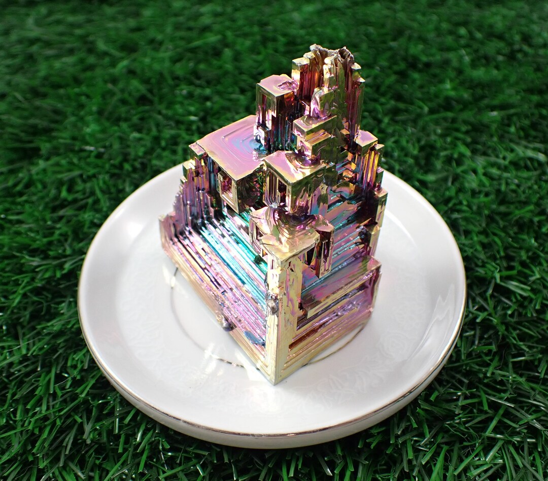 Large Bismuth Rainbow Castle Crystal Specimen - Green Blue Pink Orange ...