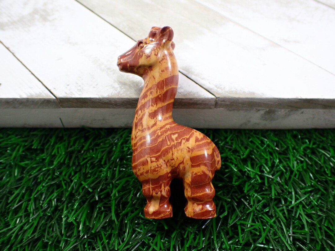 Adorable Banded Jade Llama Crystal Figurine - Brown Yellow Banded Jade ...