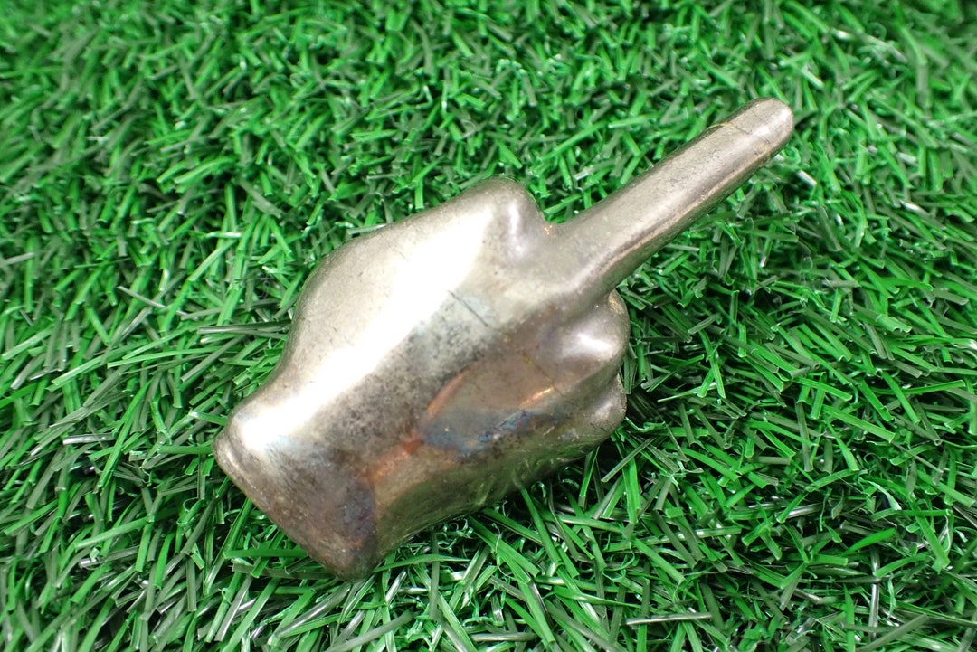 1 Piece Middle Finger Pyrite Crystal Carving - Flip off Finger - Gold ...