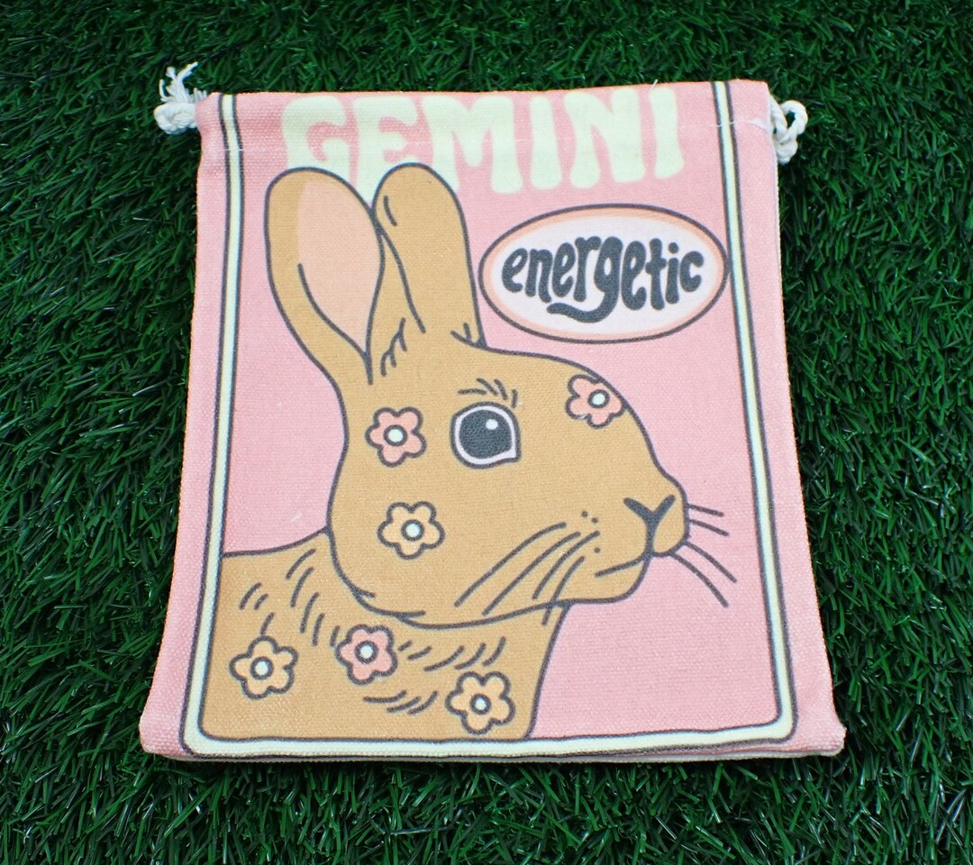 1 Piece Gemini Bunny Linen Fabric Crystal Pouch - Brown Pink White ...