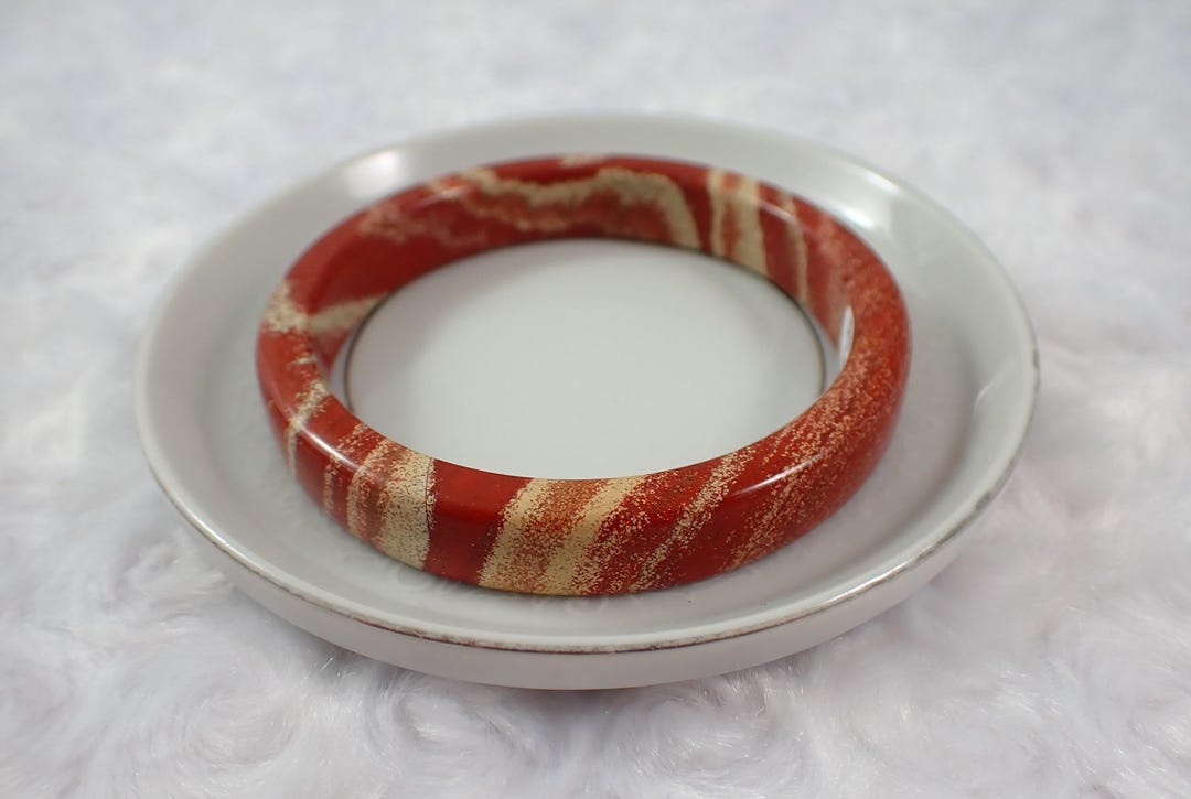 56.6mm Small Red Jasper Bangle Bracelet - Smooth Flat Inside Polished ...