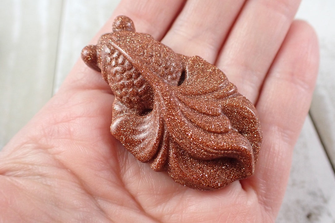 Super Sparkly Golden Sandstone Fish Carving - Fan Tail Beta Fish ...