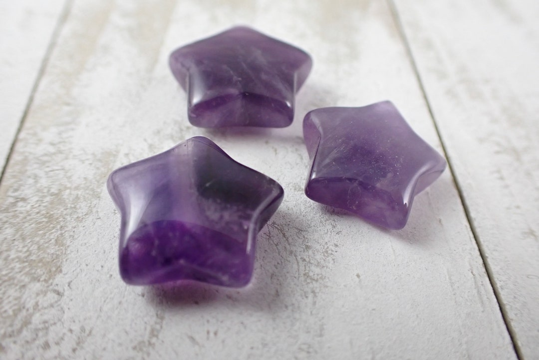 Natural Purple Amethyst Crystal Star - Puffy Star Carving - Crystal ...