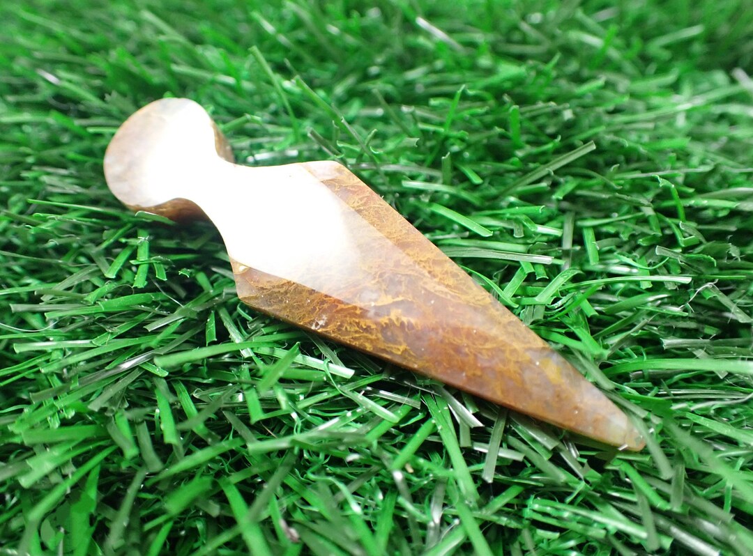 Pretty Moss Agate Pendulum Shaped Crystal - Brown White Beveled Edge ...