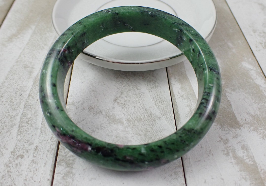 60.3mm Beautiful Ruby in Zoisite Crystal Bangle Bracelet - Green Ruby ...