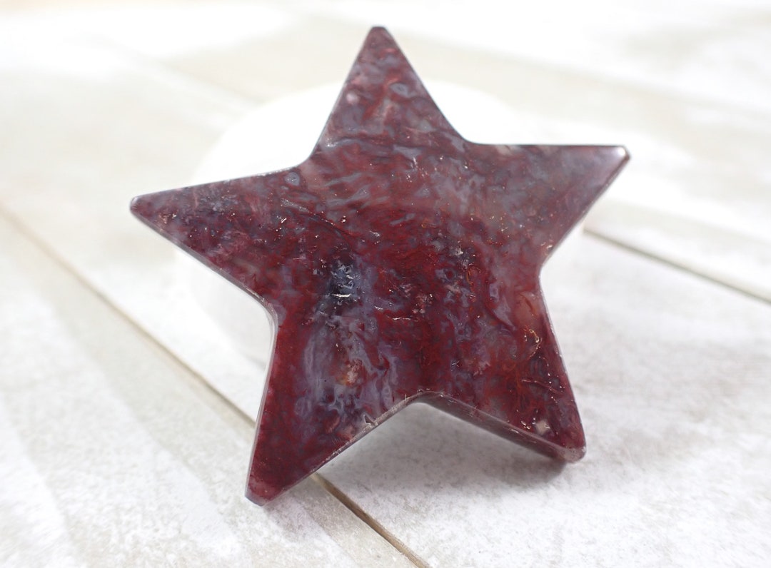 Natural Ocean Jasper Crystal Star Carving - Thick Chunky Smooth ...