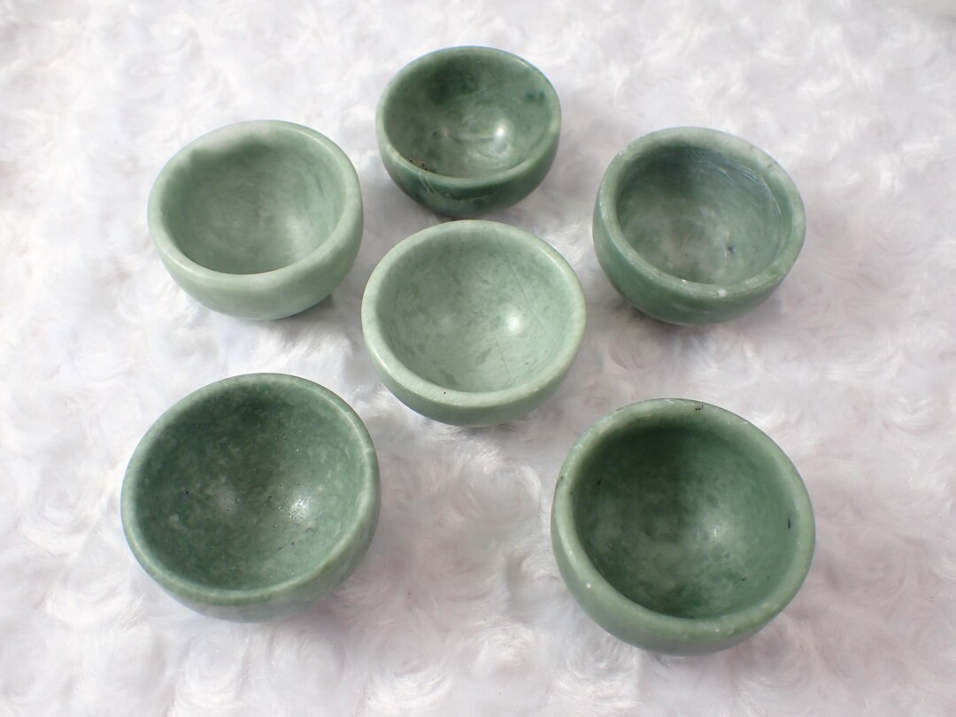 Lovely Natural Green Jade Crystal Bowl Mini Small Round Bowl Smooth ...