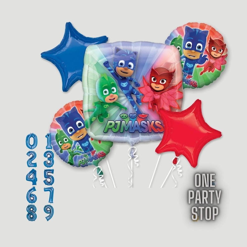 PJ Masks Birthday Balloon Bouquet: Foil Mylar Party Decorations - Etsy