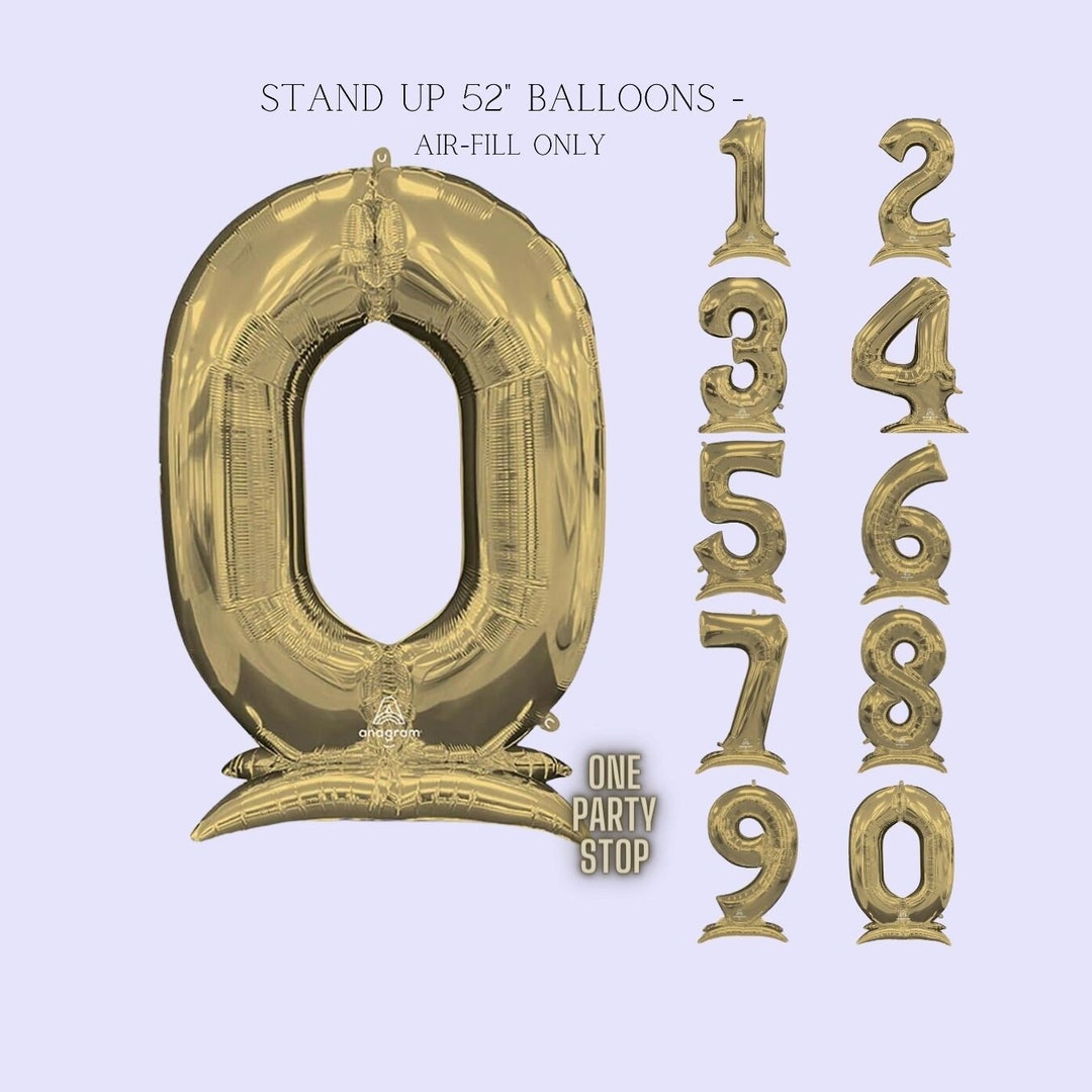 Giant 52" White Gold Standing Number Balloon: Anniversary, Birthday ...