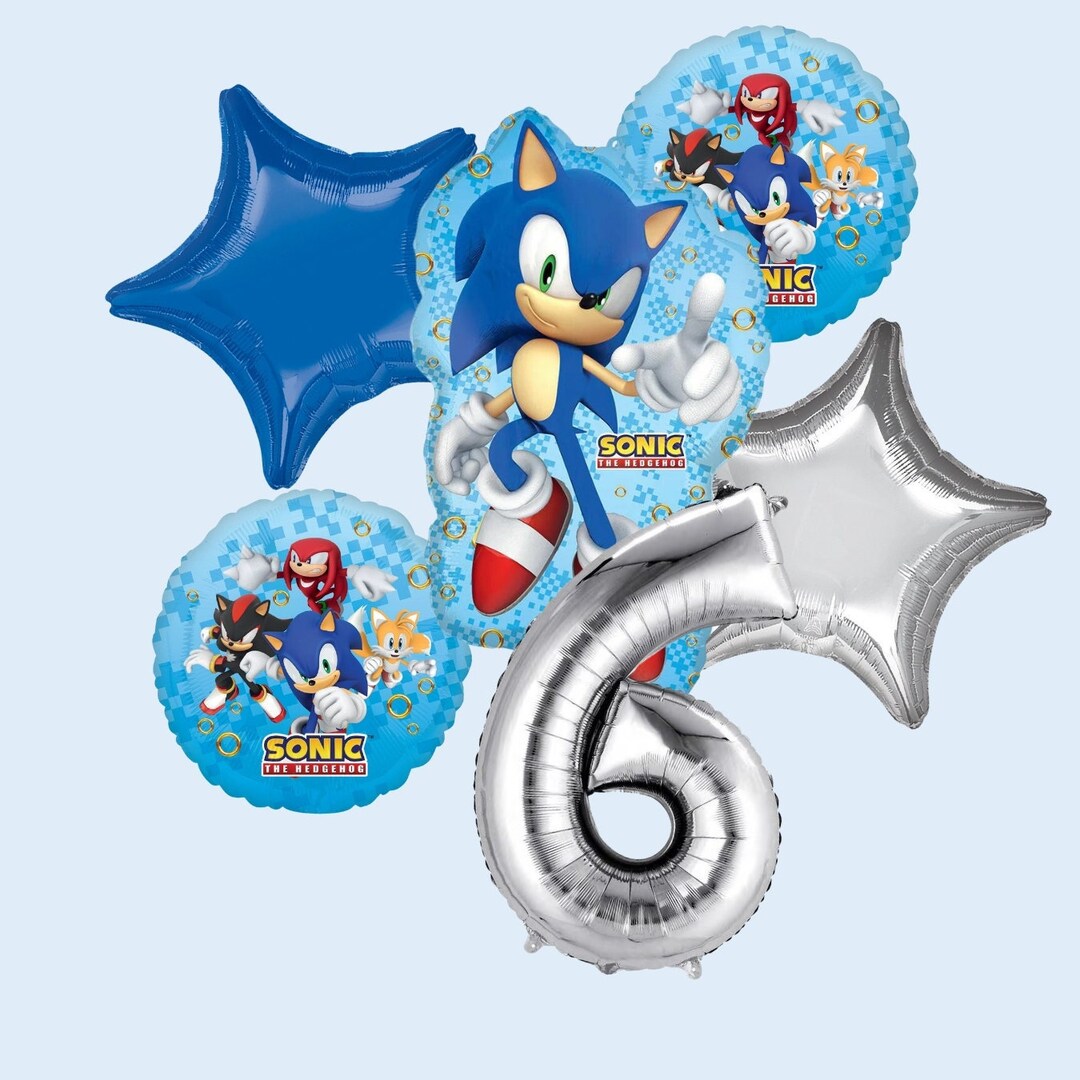 Sonic Balloon - Anagram Licensed | Sonic Mylar Balloon Bouquet, 5pc ...