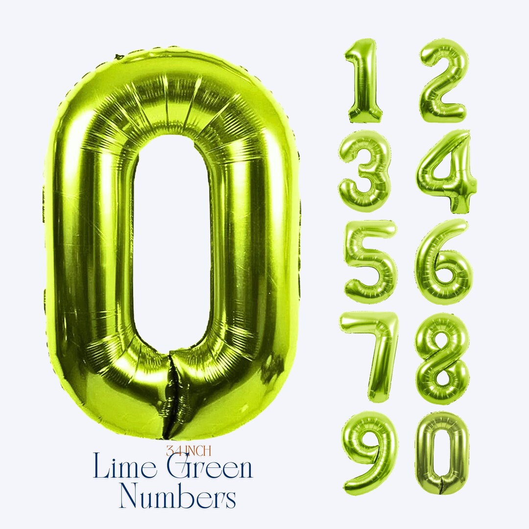 Lime Green Age Number Balloon Jumbo, Birthday Party Decorations, Neon ...