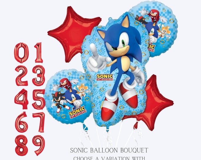 Sonic Balloons - Anagram Licensed | Sonic Balloon Bouquet, 5pc ...