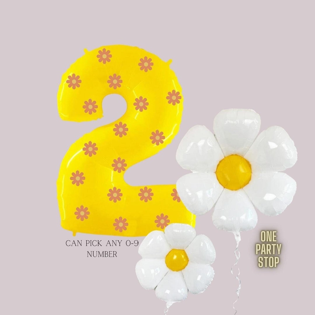 Daisy Number Balloon Bouquet | Number Balloon Structure, 40in | Boho ...
