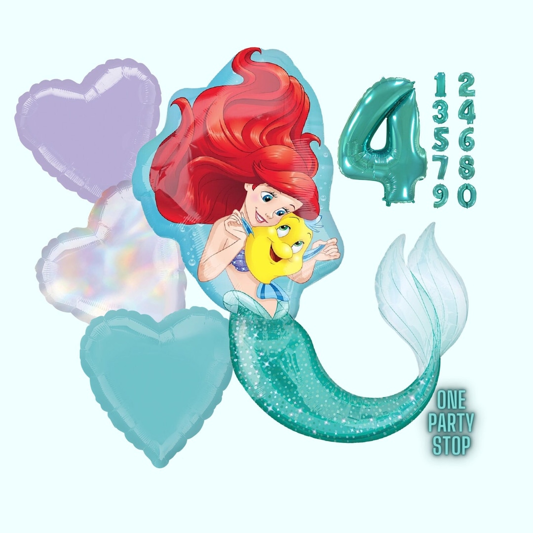 Ariel Little Mermaid Balloon Bouquet: Licensed Foil Balloons, Under the ...