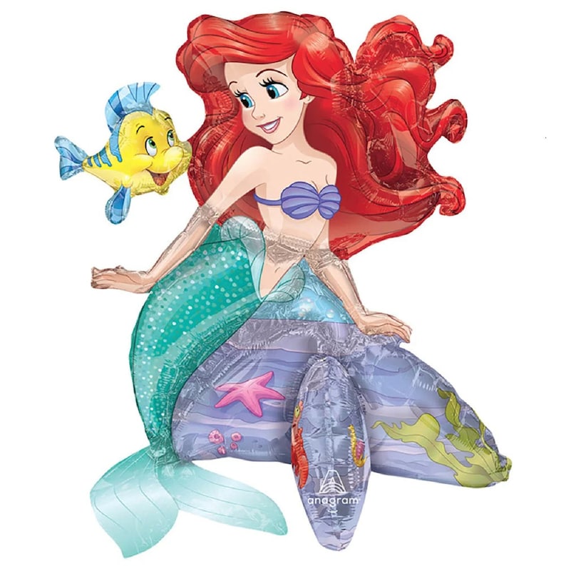 Ariel Little Mermaid Balloon Bouquet: Licensed Foil Balloons, Under the ...