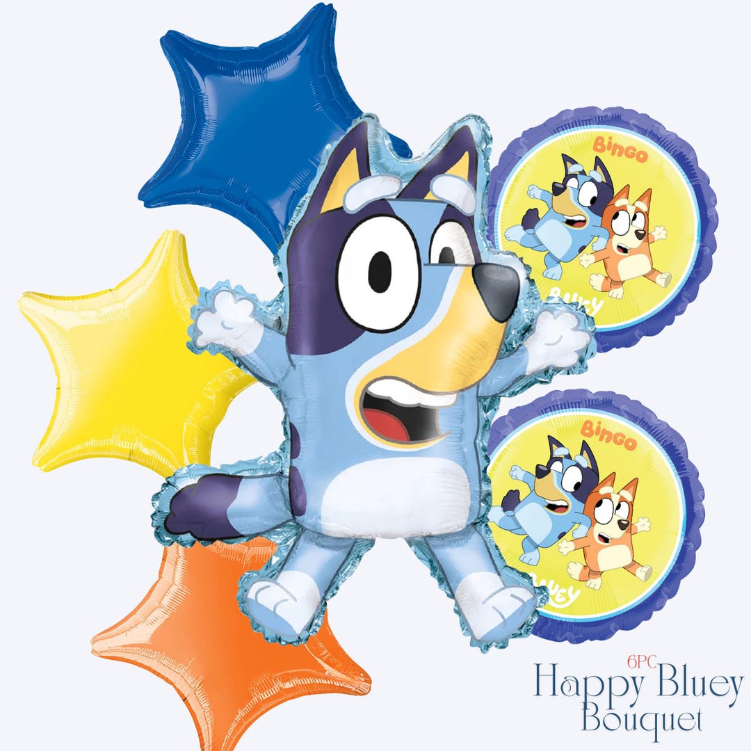 Bluey Balloon Bouquet - Licensed Foil Mylar Party Decoration - Etsy UK