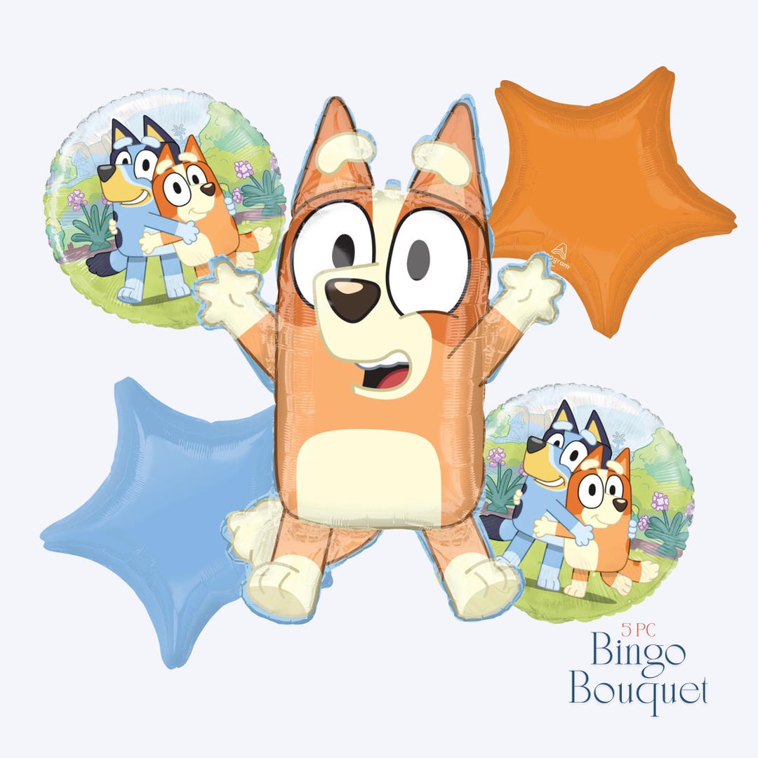 Bluey & Bingo Balloon Bouquet - TV Cartoon Party Decor - Anagram ...