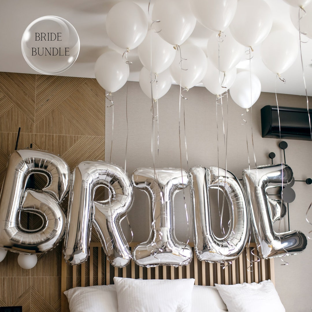 BRIDE Balloons - Silver Jumbo, 34in | Bachelorette Party Decorations ...