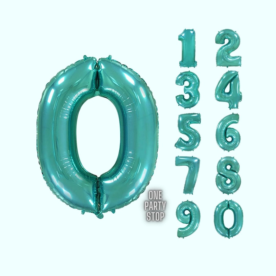 Giant 42" Teal Number Balloon | Mermaid Birthday Teal Number Balloon ...