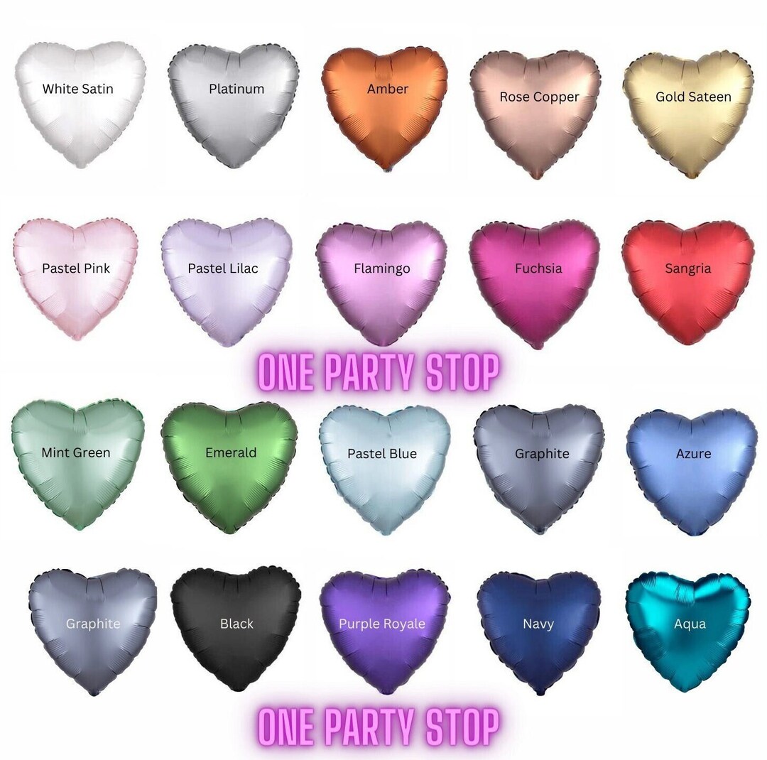 18" Satin Luxe Heart Balloons | Heart Balloons | Foil Satin Balloons ...
