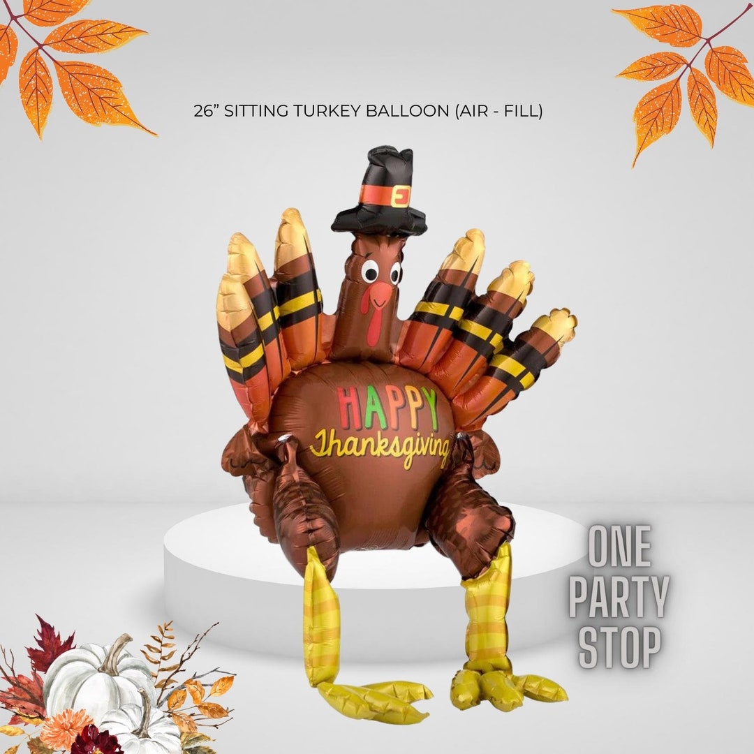 Sitting Turkey Balloon: Thanksgiving Fall Decor (air-fill) - Etsy
