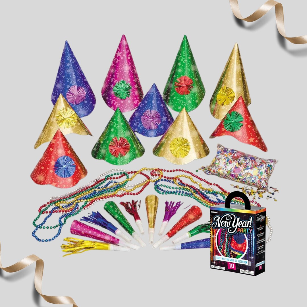 New Year Party Kit for 10ppl Happy New Year Balloons New Years Foil ...