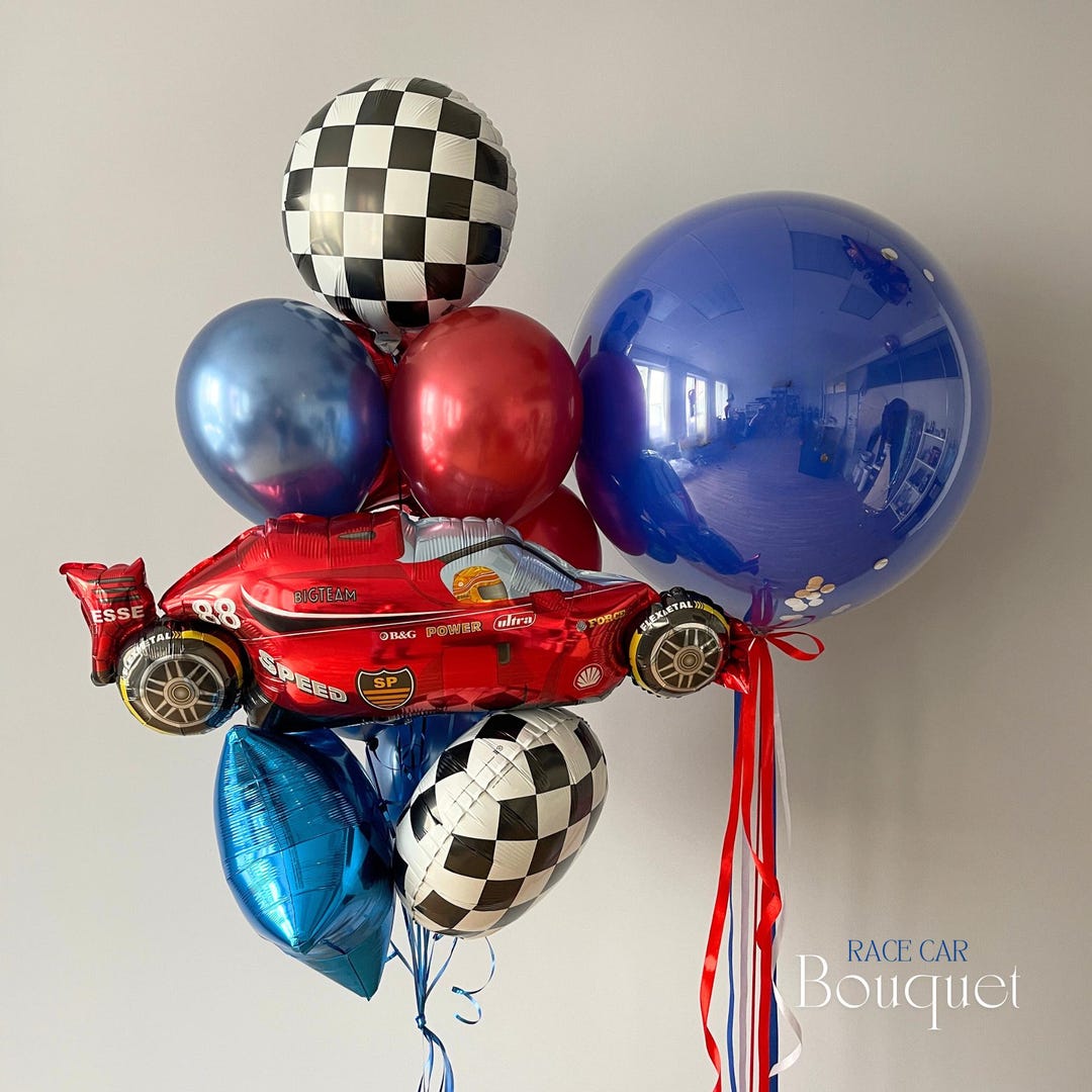 Race Car Balloons | Sports Car Birthday Decor | Motorsports Birthday ...